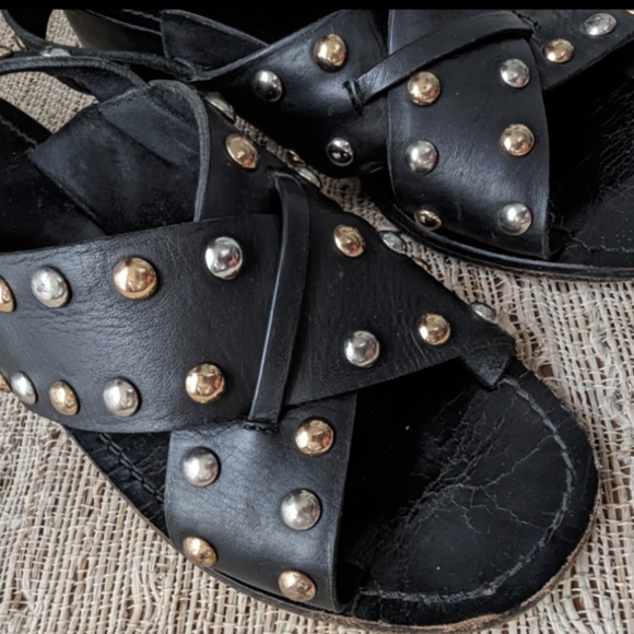 Maje | Shoes | Maje Fidji Black Studded Leather Sandals | Poshmark